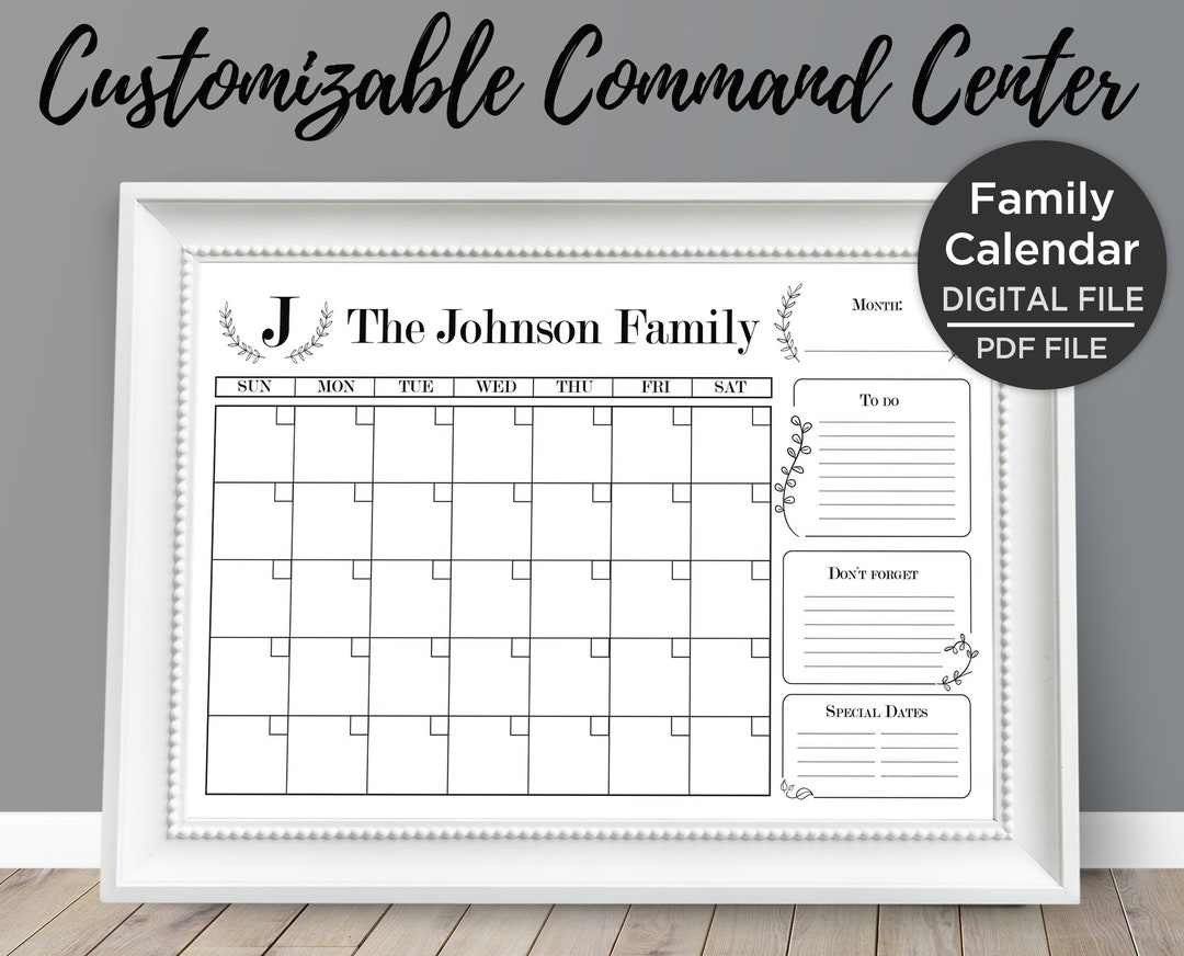 Large Wall Calendar Custom and Printable, Family Wall Organizer Command ...