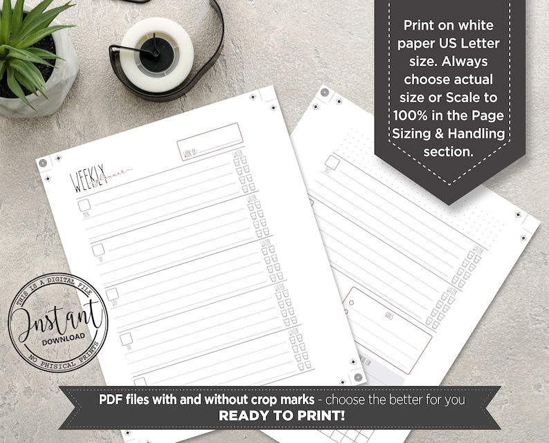 Weekly Planner Rae Dunn Inspiration Printable/ Week Overview - Etsy