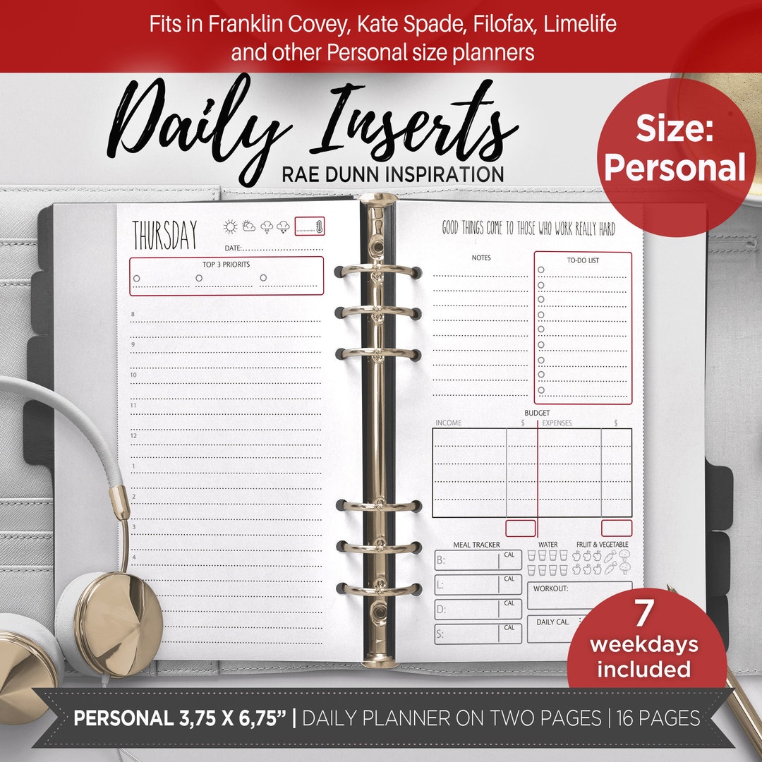 Daily Planner Printable Farmhouse Style to Print, A6 Planner Binder 16 ...