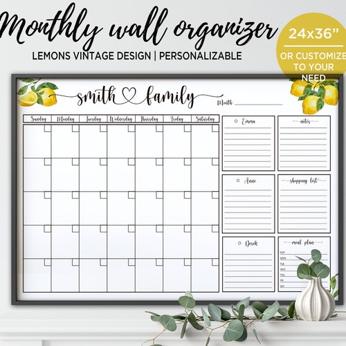 Monthly Calendar Svg Printable Wall Calendar Digital - Etsy