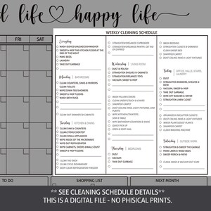Cleaning Schedule and Monthly Calendar Printable, Customizable Family ...