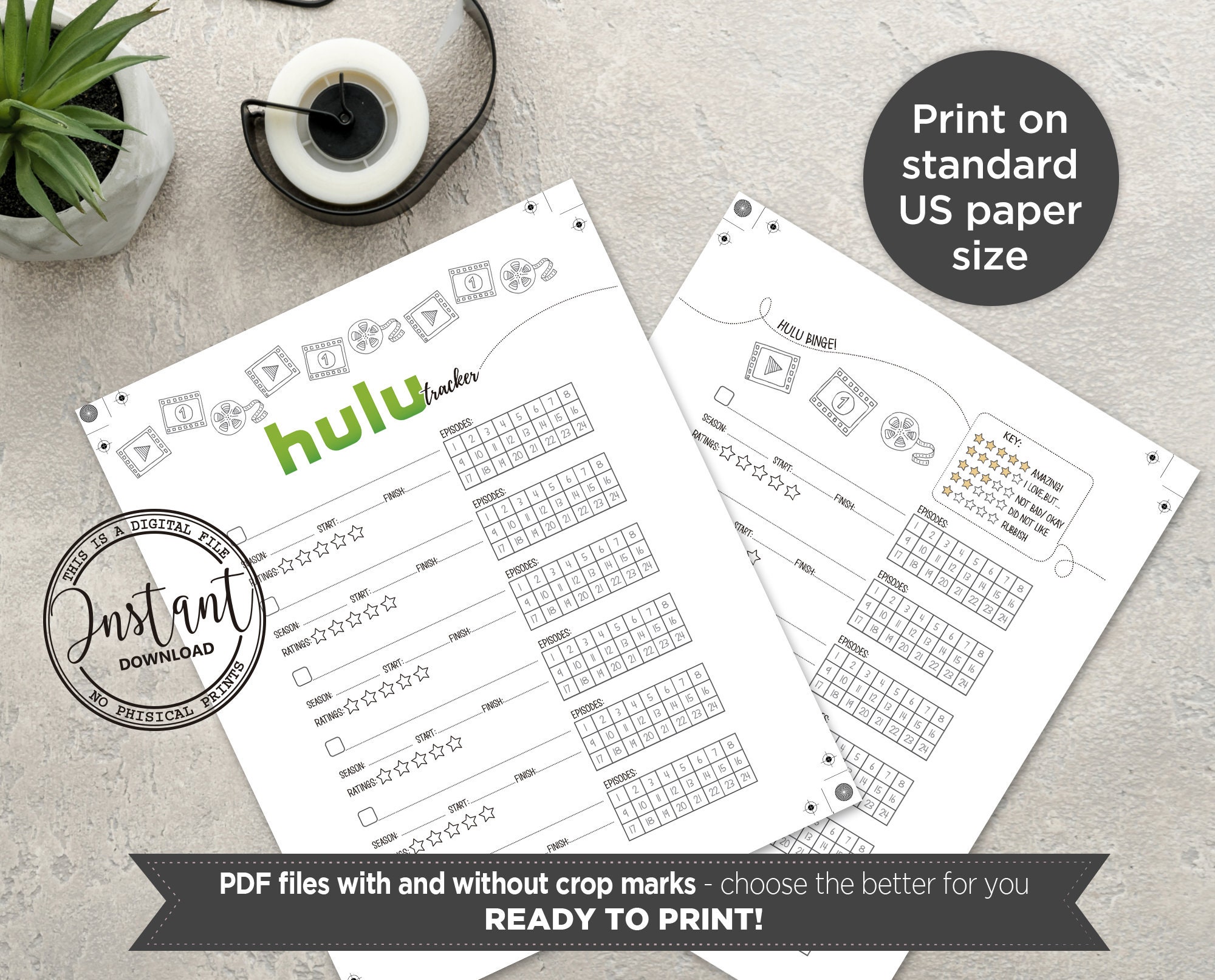 TV Tracker Printable for Hulu Streaming TV Series Tracker - Etsy