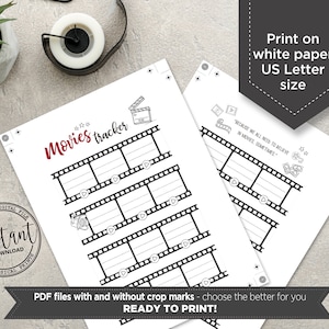 Printable Bullet Journal Movie Tracker Insert, Entertainment Journal ...