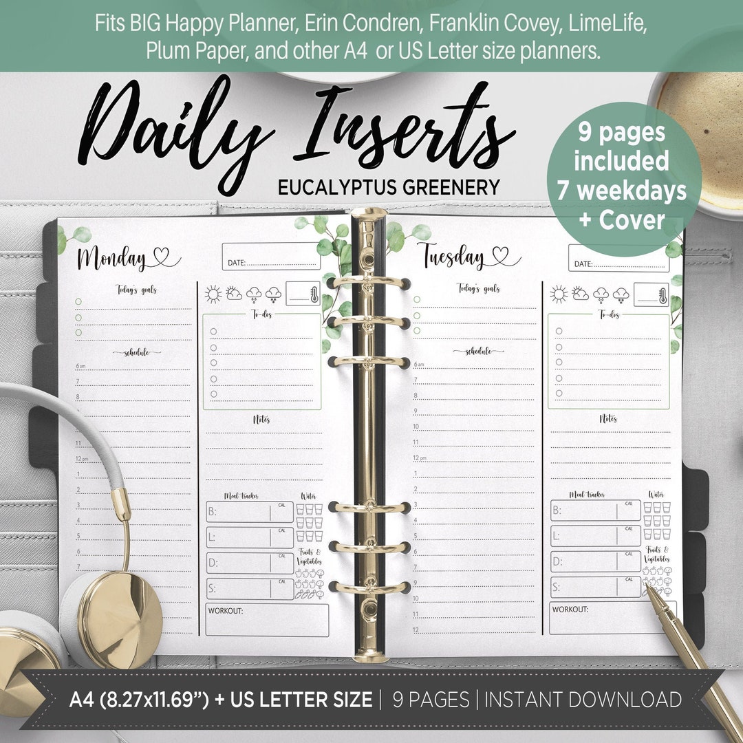 Printable Inserts for Daily Routine Planner Daily Planner PDF - Etsy