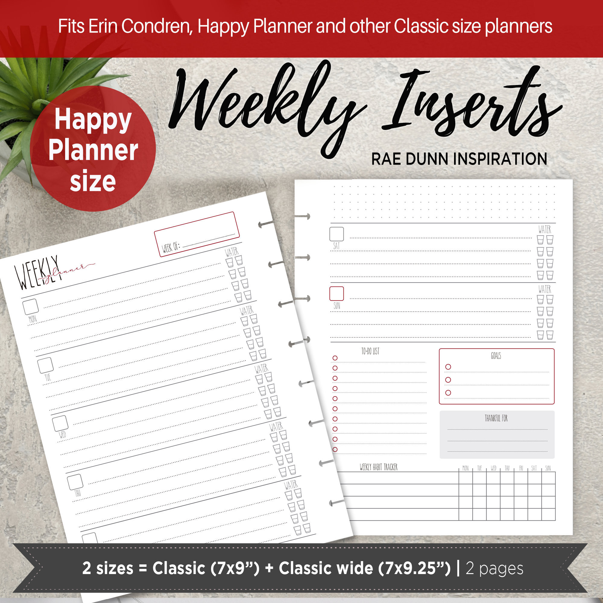 Weekly Inserts Planner Printable Rae Dunn Weekly Routine on - Etsy