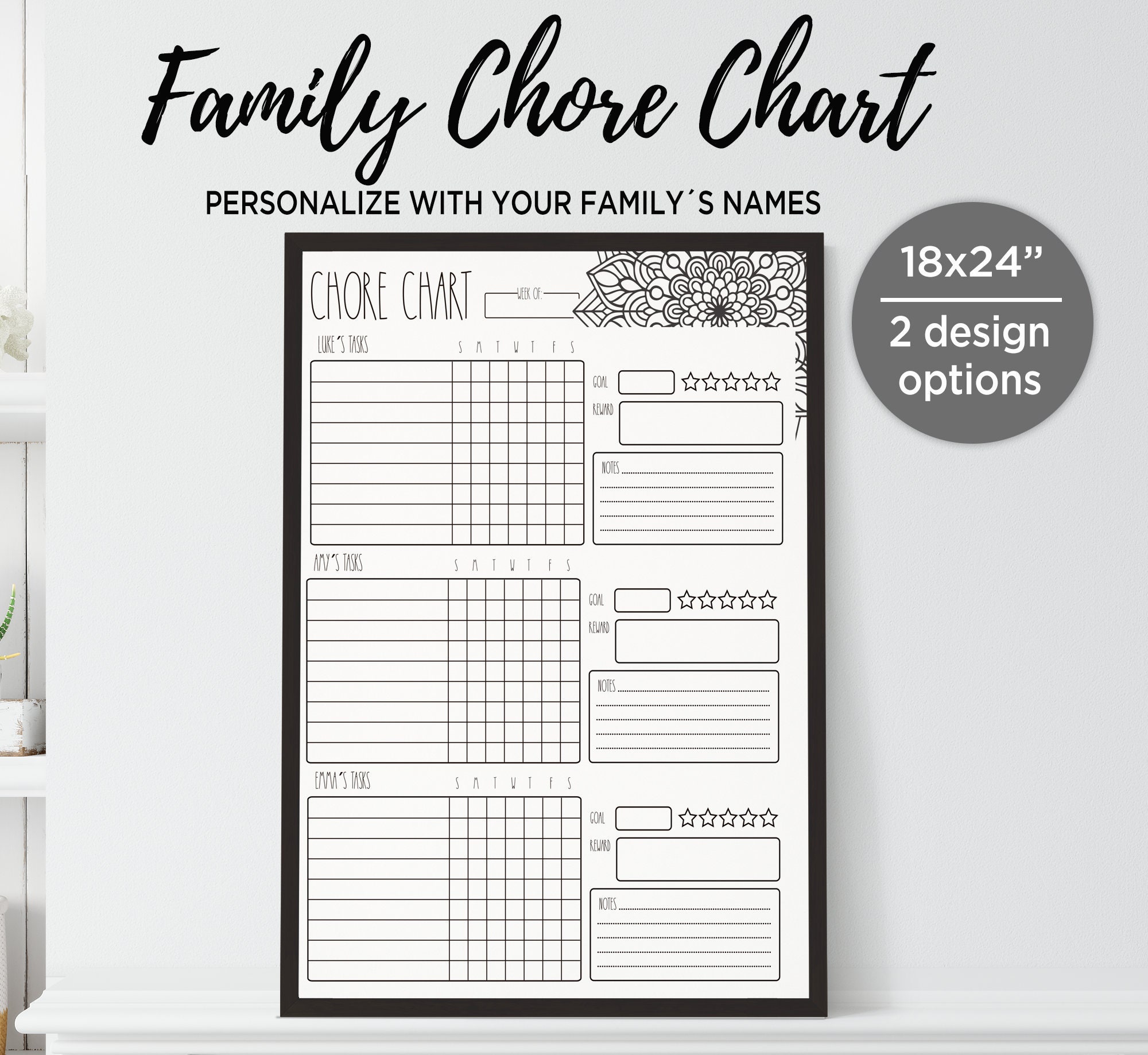 Calendars & Planners Mandala design Tasks organizer chart Customizable ...