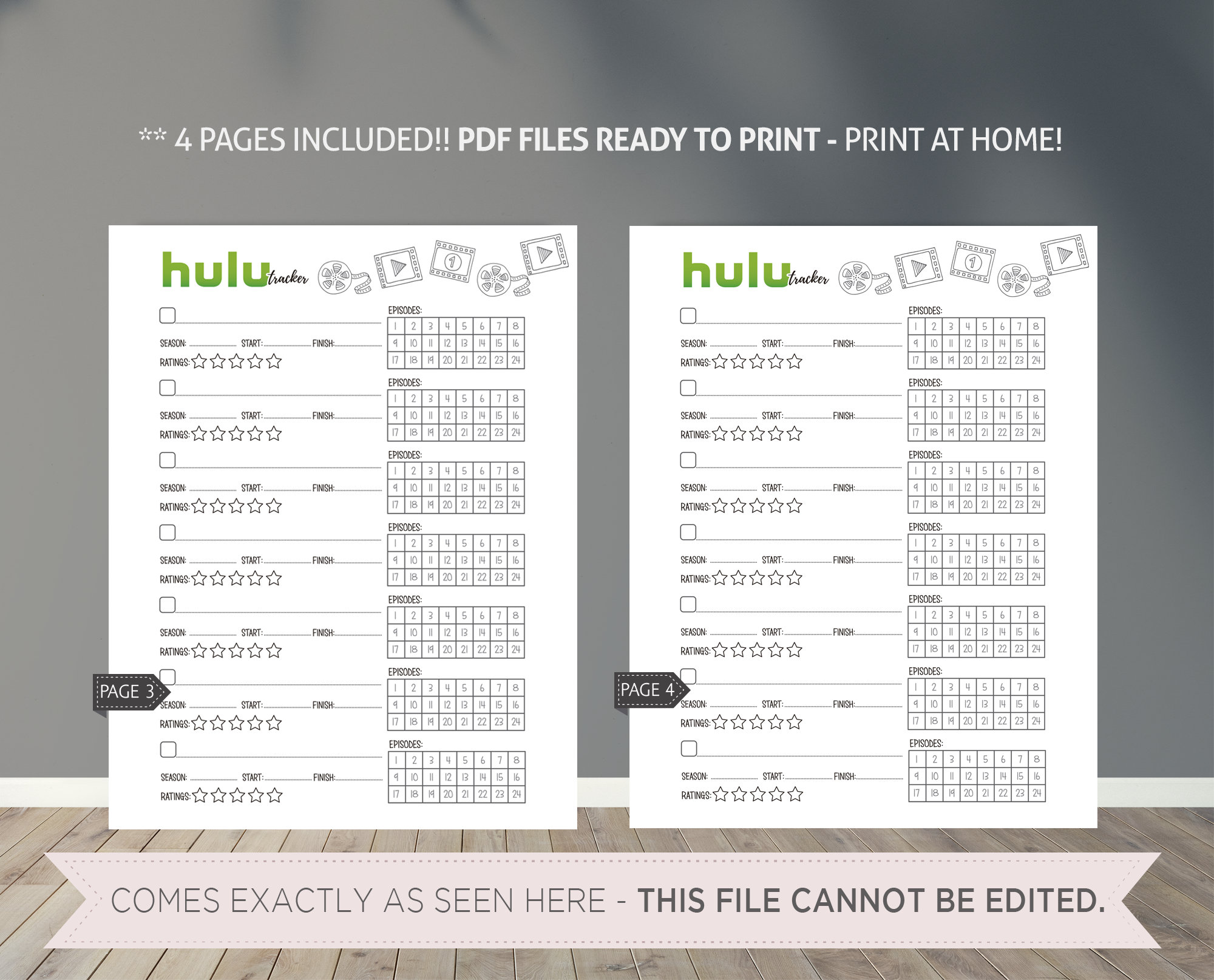 TV Tracker Printable for Hulu Streaming TV Series Tracker - Etsy