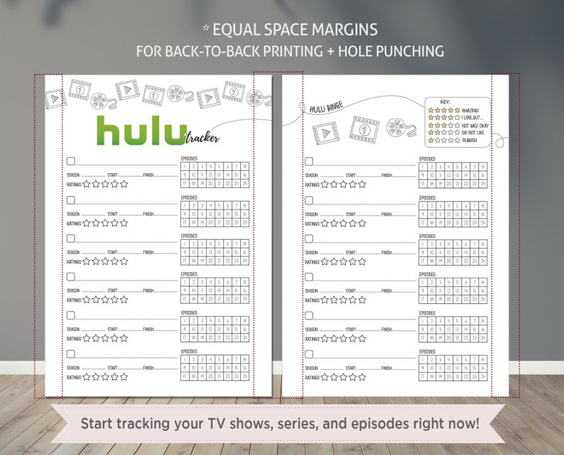 TV Tracker Printable for Hulu Streaming TV Series Tracker - Etsy