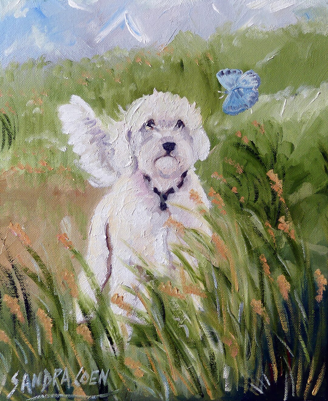 COCKAPOO DOG Charming Oil Painting Original by Artist Sandra Coen Gift ...