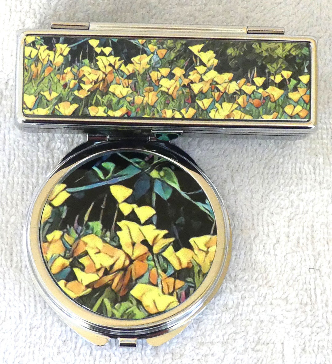 LIPSTICK Holder Case and COMPACT MIRROR Set Featuring Yellow - Etsy