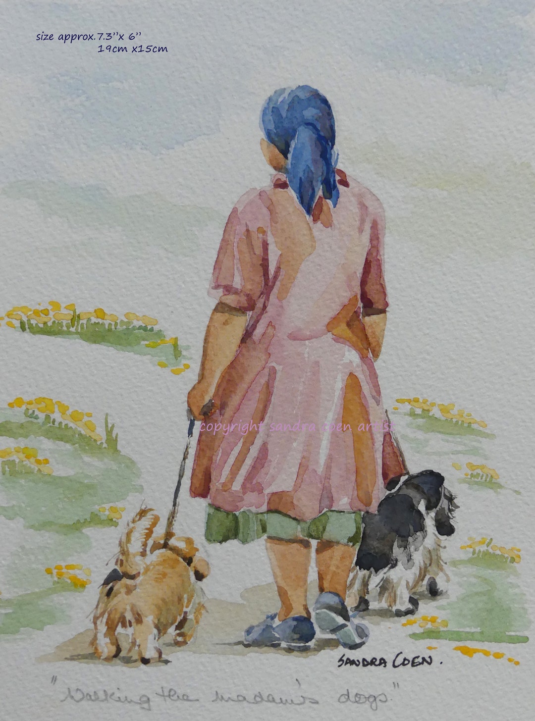COCKER SPANIEL LHASA Apso Dogs Original Watercolour by Artist Sandra ...