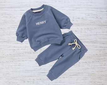 CUSTOM KIDS SWEATSUIT Personalized Embroidered Organic Cotton Sweatshirt and Sweatpants Etsy