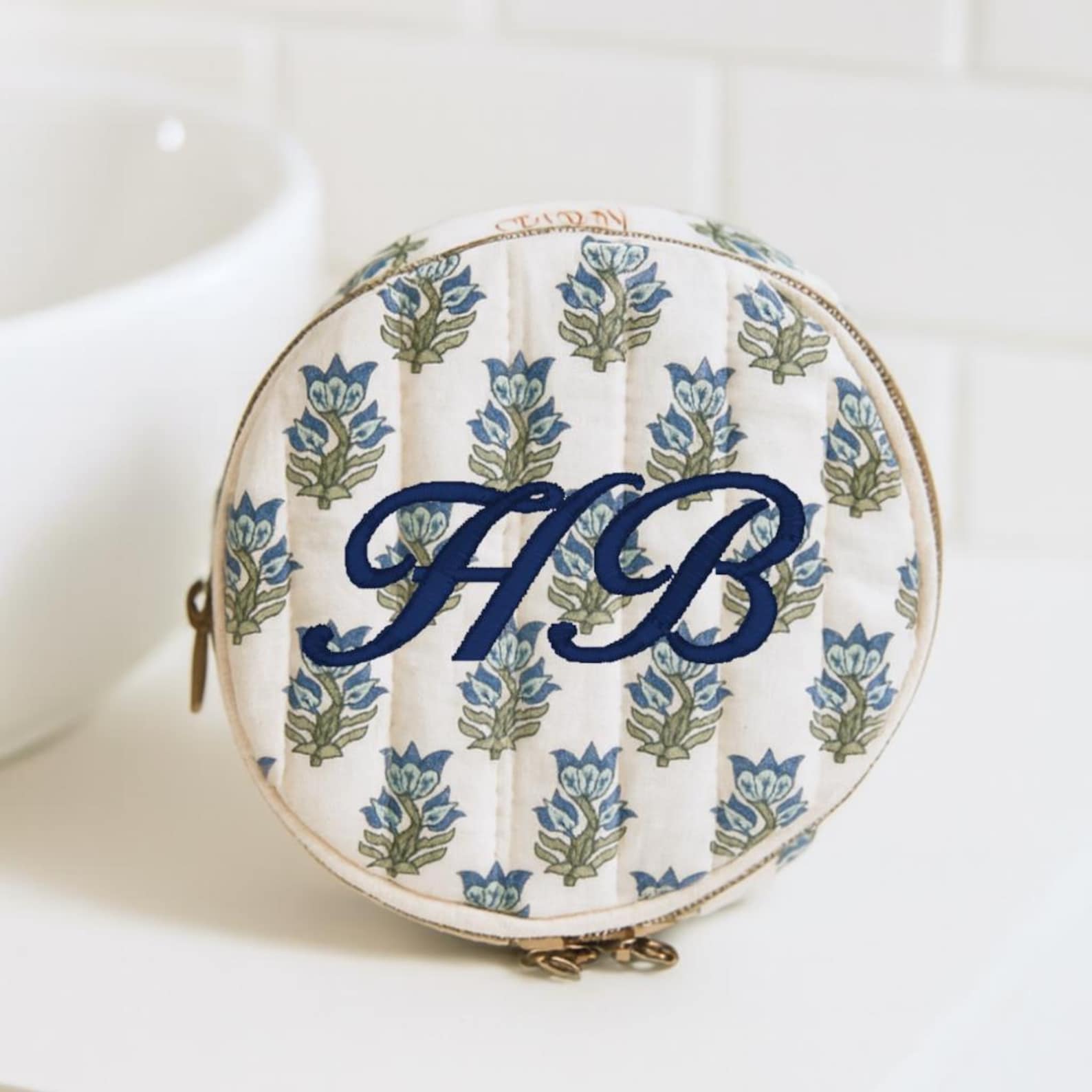 Personalized Embroidered Circle Case – Custom Name, Monogram • Canvas ...