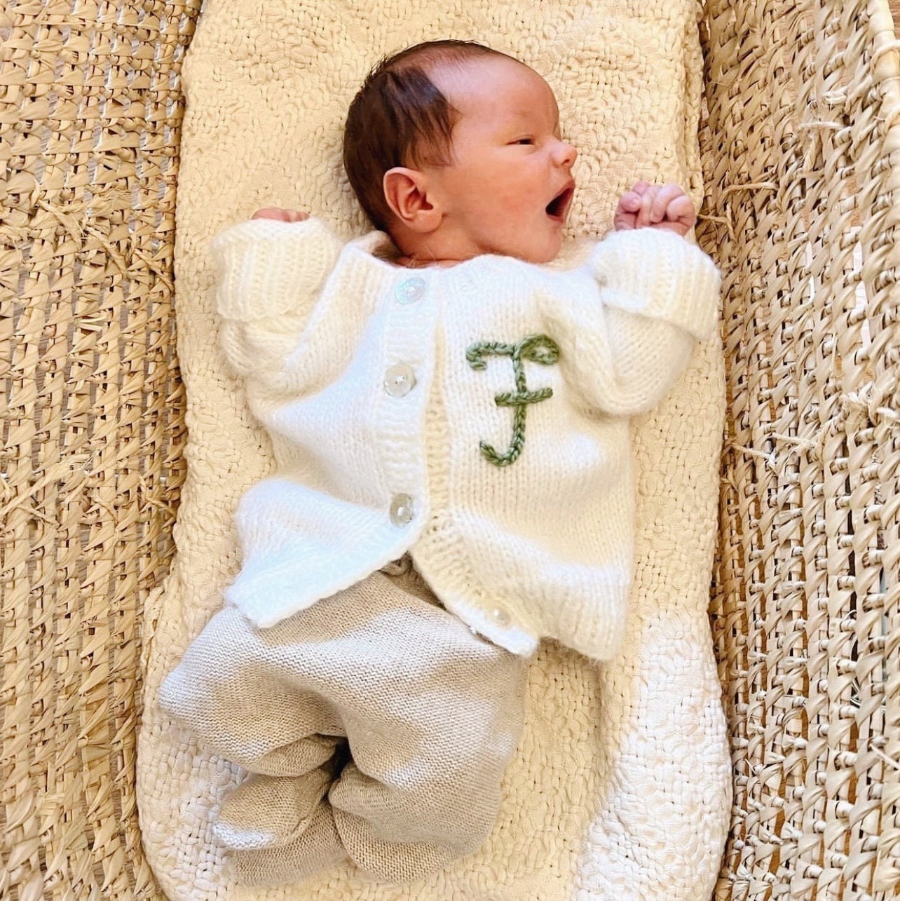 Hand Embroidered Baby Cardigan | Personalized Name Knit Sweater - Etsy
