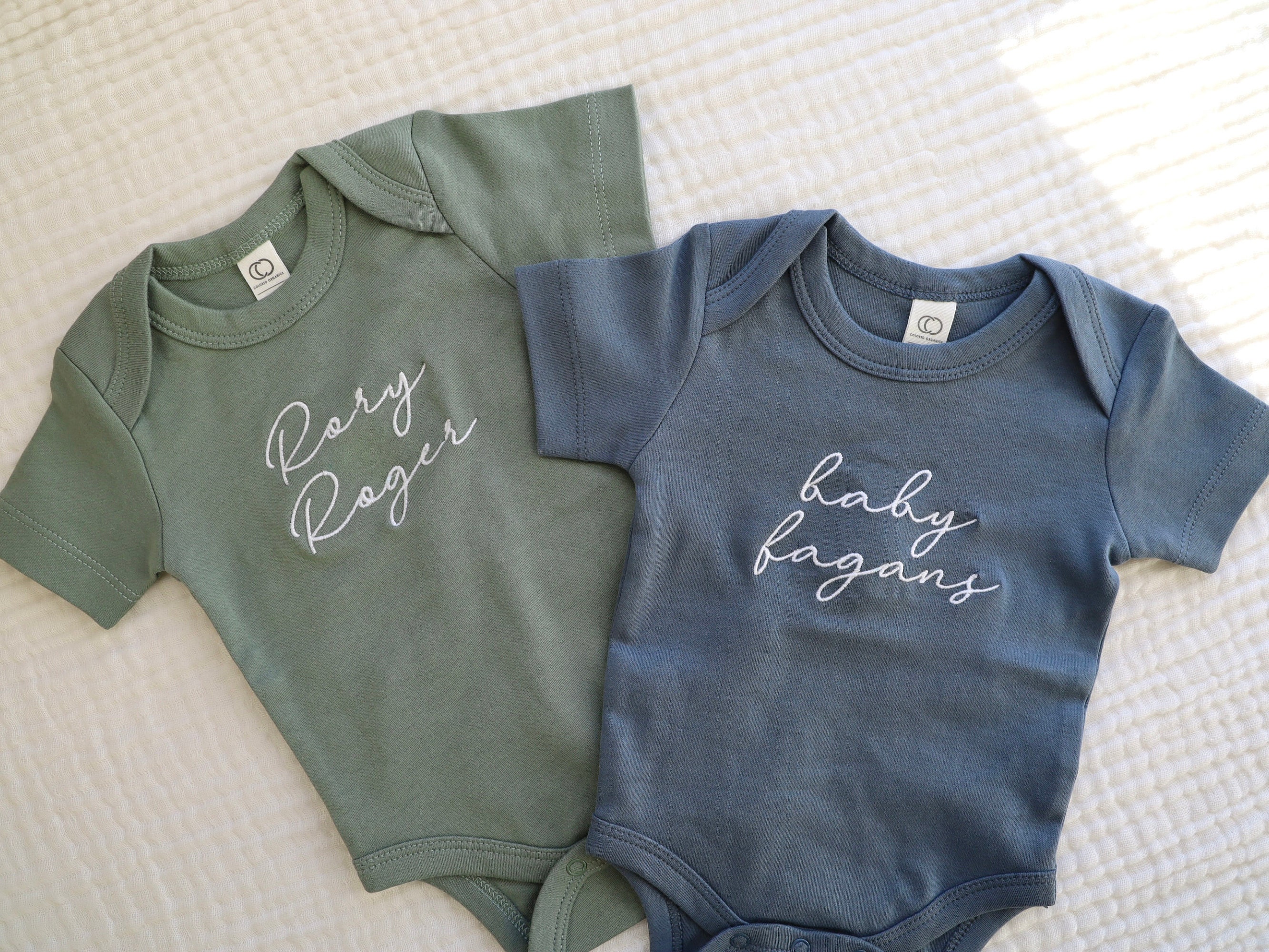 Organic Baby Name Onesie®, Custom Embroidered Name Colored Organics ...