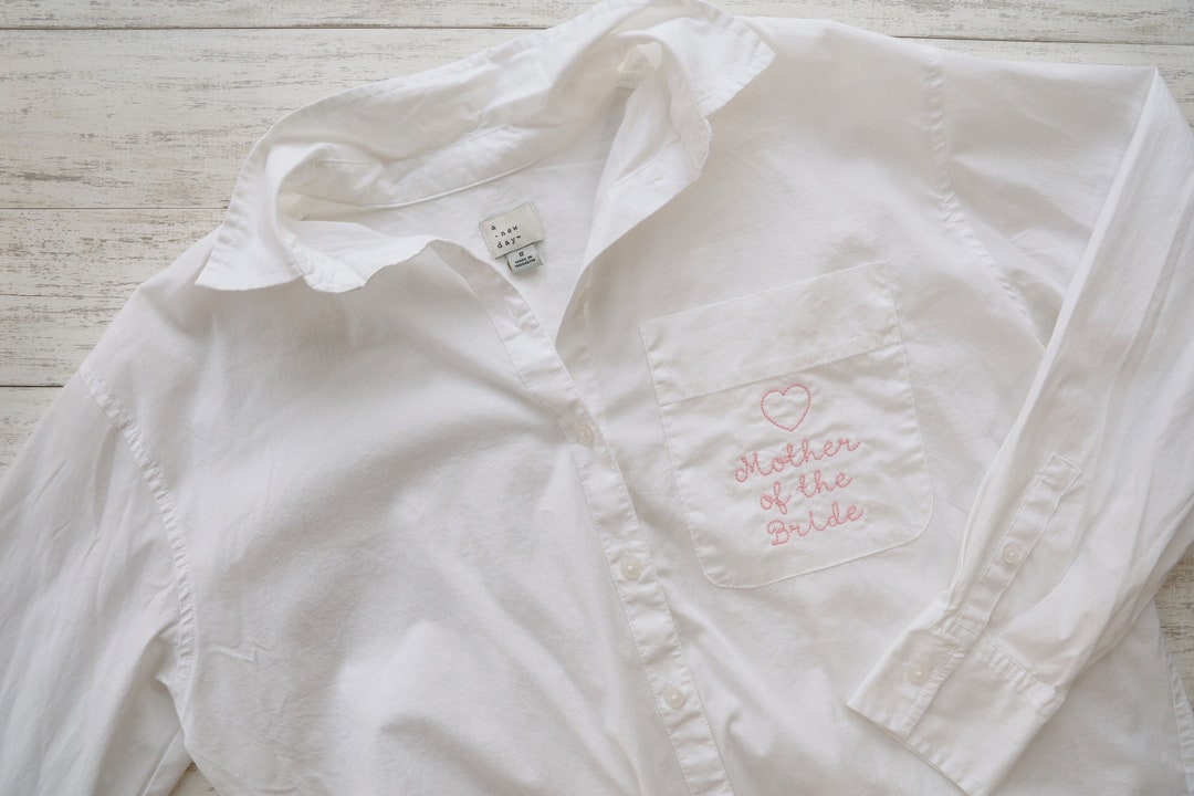 EMBROIDERED BUTTON DOWN + Custom Embroidered White Button Down Cotton ...
