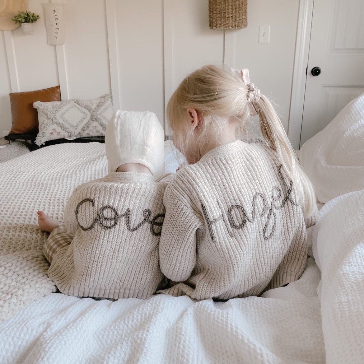 Hand Embroidered Baby Cardigan | Personalized Name Knit Sweater - Etsy