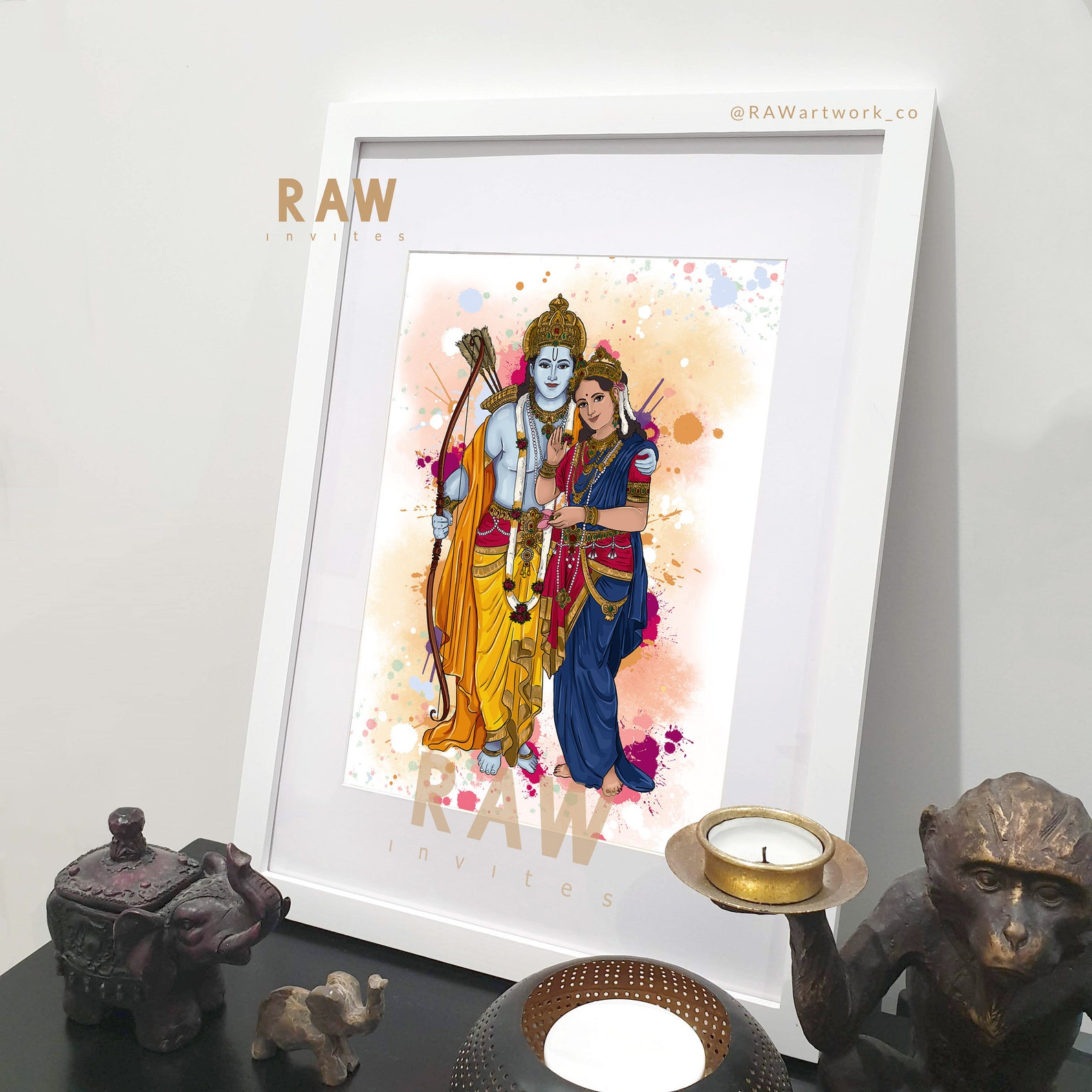 Rama and Sita Artwork Hindu God Rama and Sita Colourful | Etsy