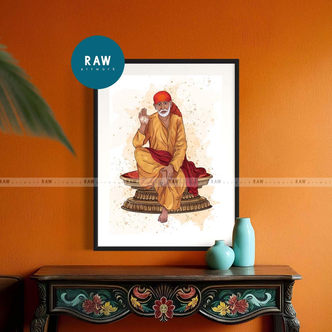 Sai Baba Colorful Art Print: Abstract Hindu God Wall Decor - Etsy
