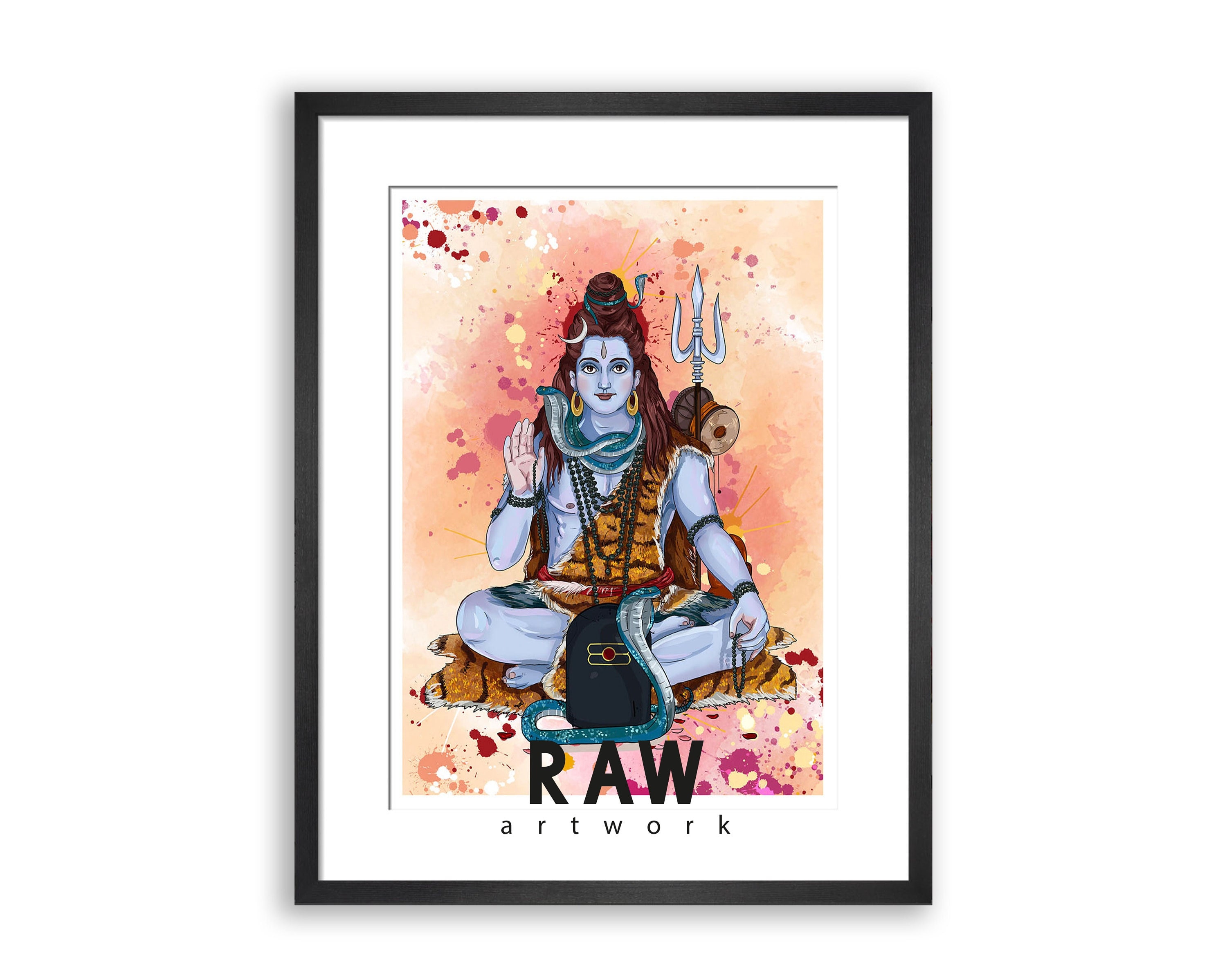 Lord Shiva Artwork, Hindu Gift, Shiva Colourful, Shiva Wallart, Shiva ...
