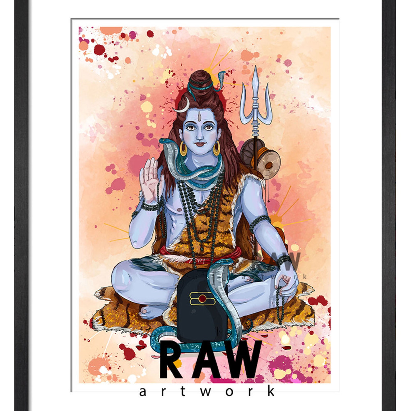 Lord Shiva Artwork, Hindu Gift, Shiva Colourful, Shiva Wallart, Shiva ...