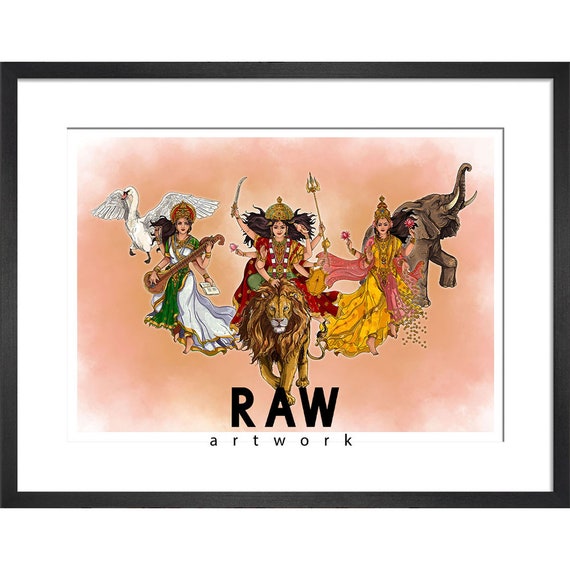 Tridevi Artwork Durga Maa Artwork Lakshmi Maa Artwork - Etsy UK