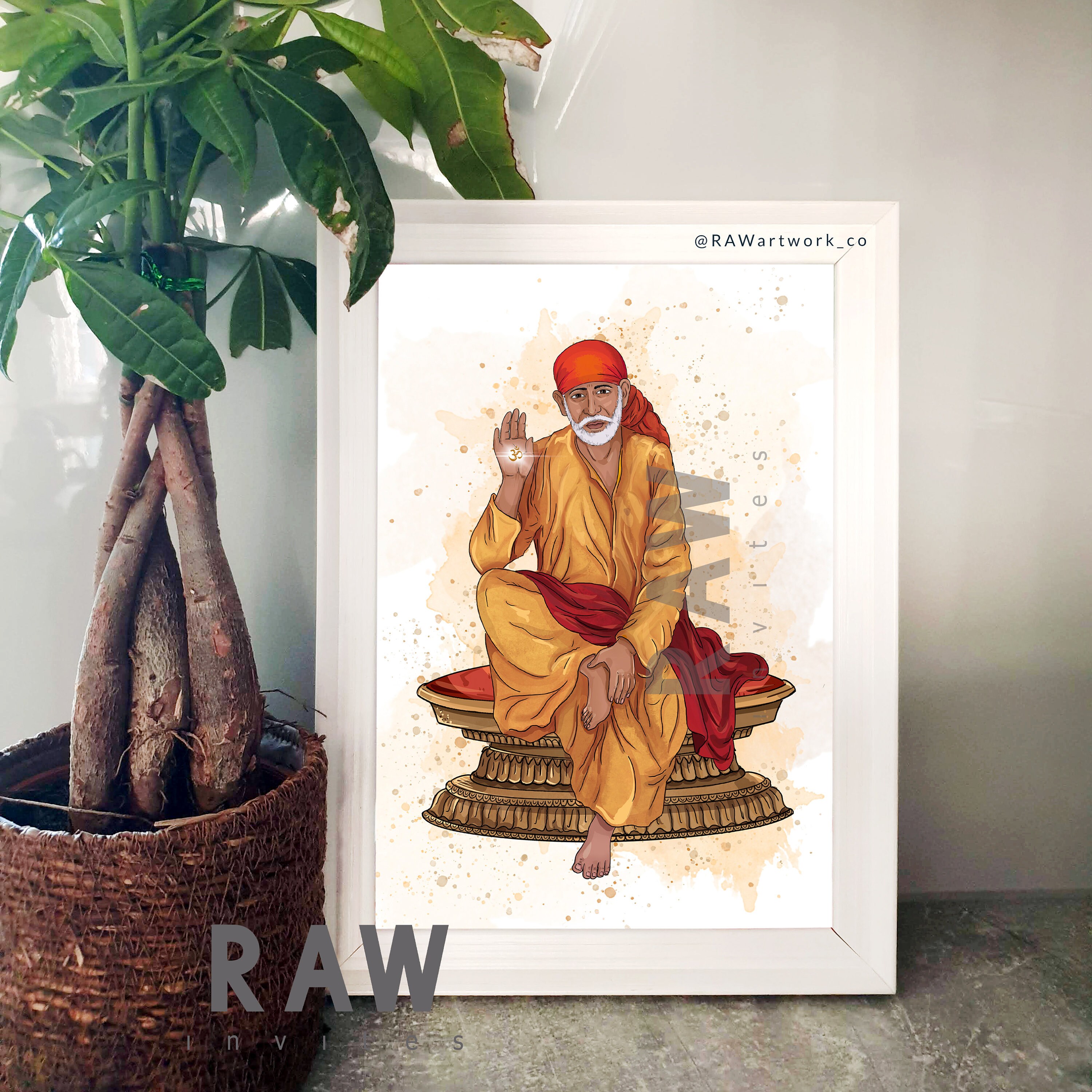 Shirdi Sai Baba Artwork Hindu Gift Sai Baba Colourful Sai | Etsy
