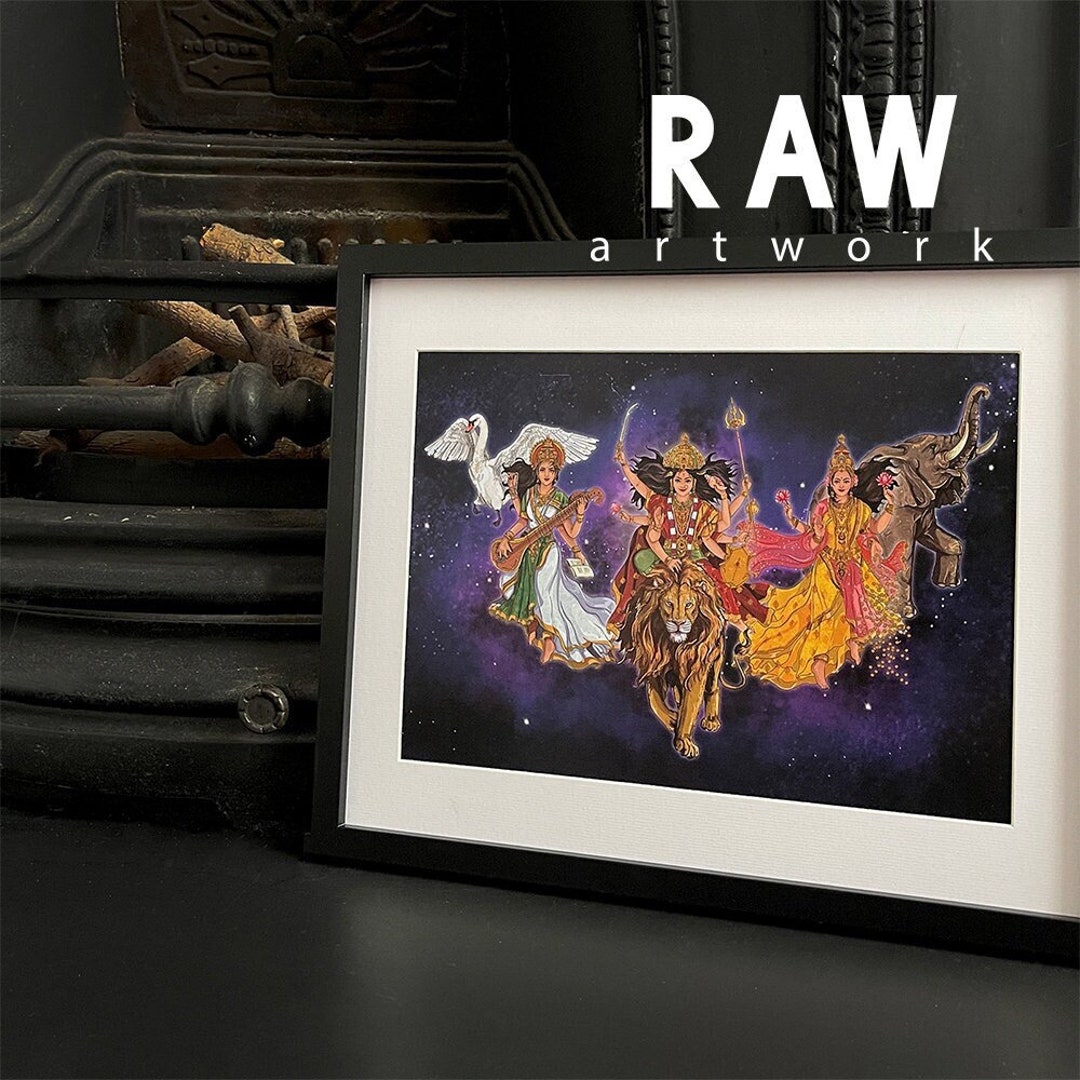 Tridevi Artwork, Durga Maa Artwork, Lakshmi Maa Artwork, Sarasvati Maa ...