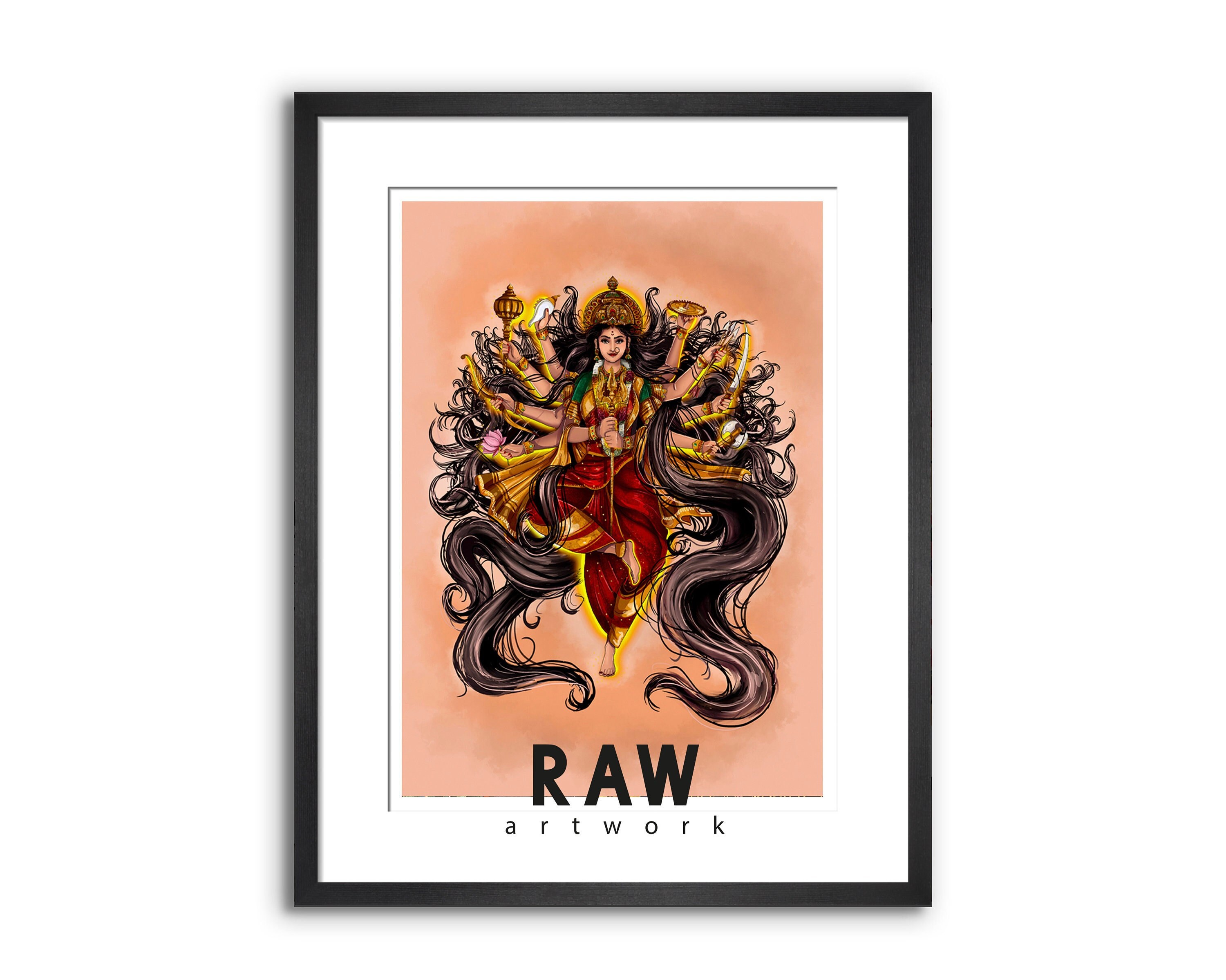 Durga Maa Cream, Artwork, Hindu Gift, Durga Maa Colourful, Durga Maa ...