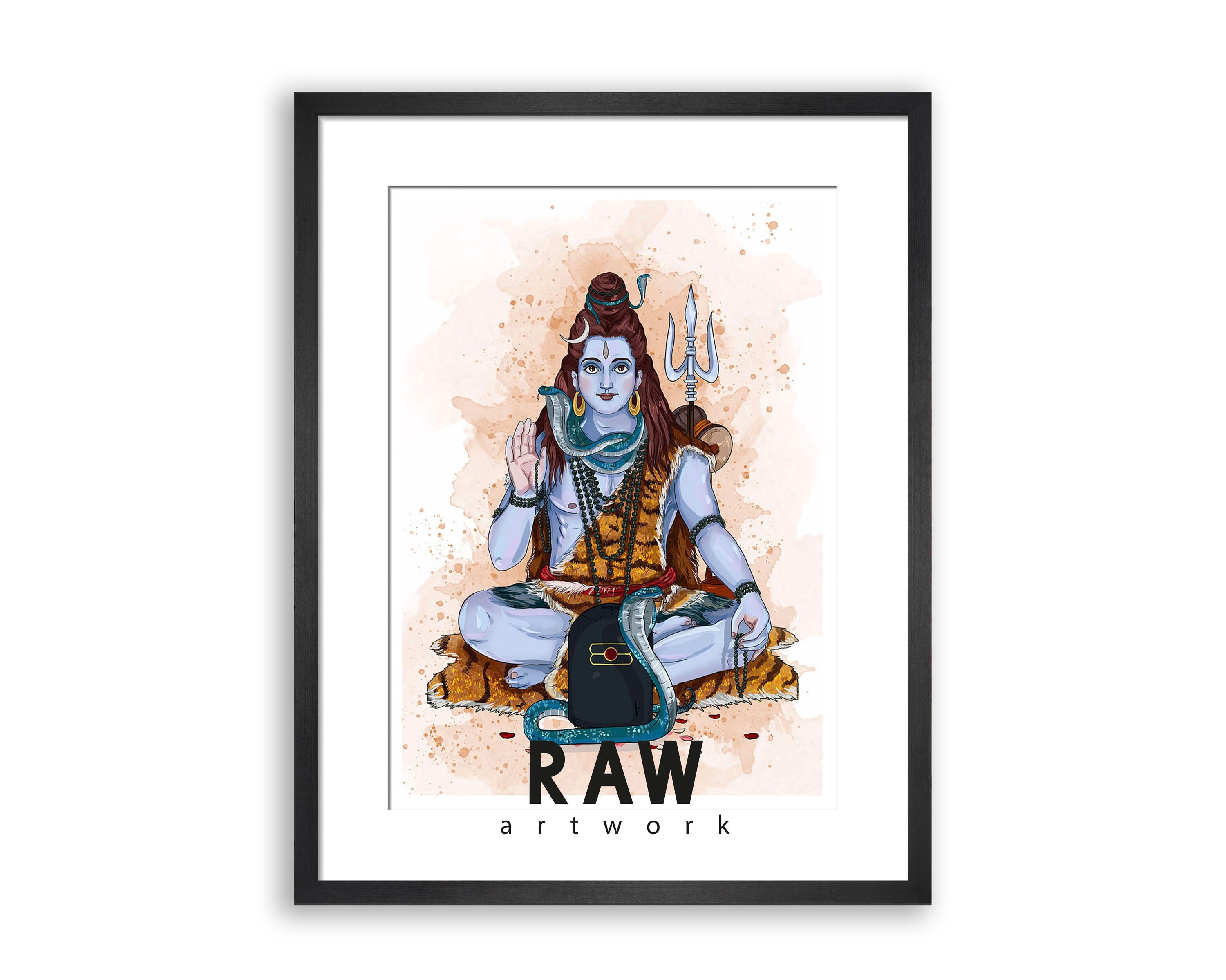 Lord Shiva Artwork Hindu Gift Shiva Cream Colourful Shiva - Etsy
