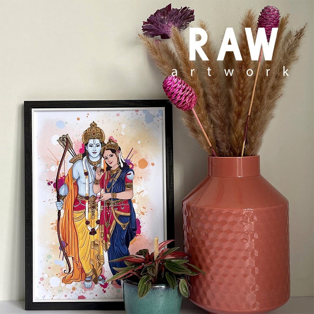 Rama and Sita Artwork Hindu God Rama and Sita Colourful - Etsy