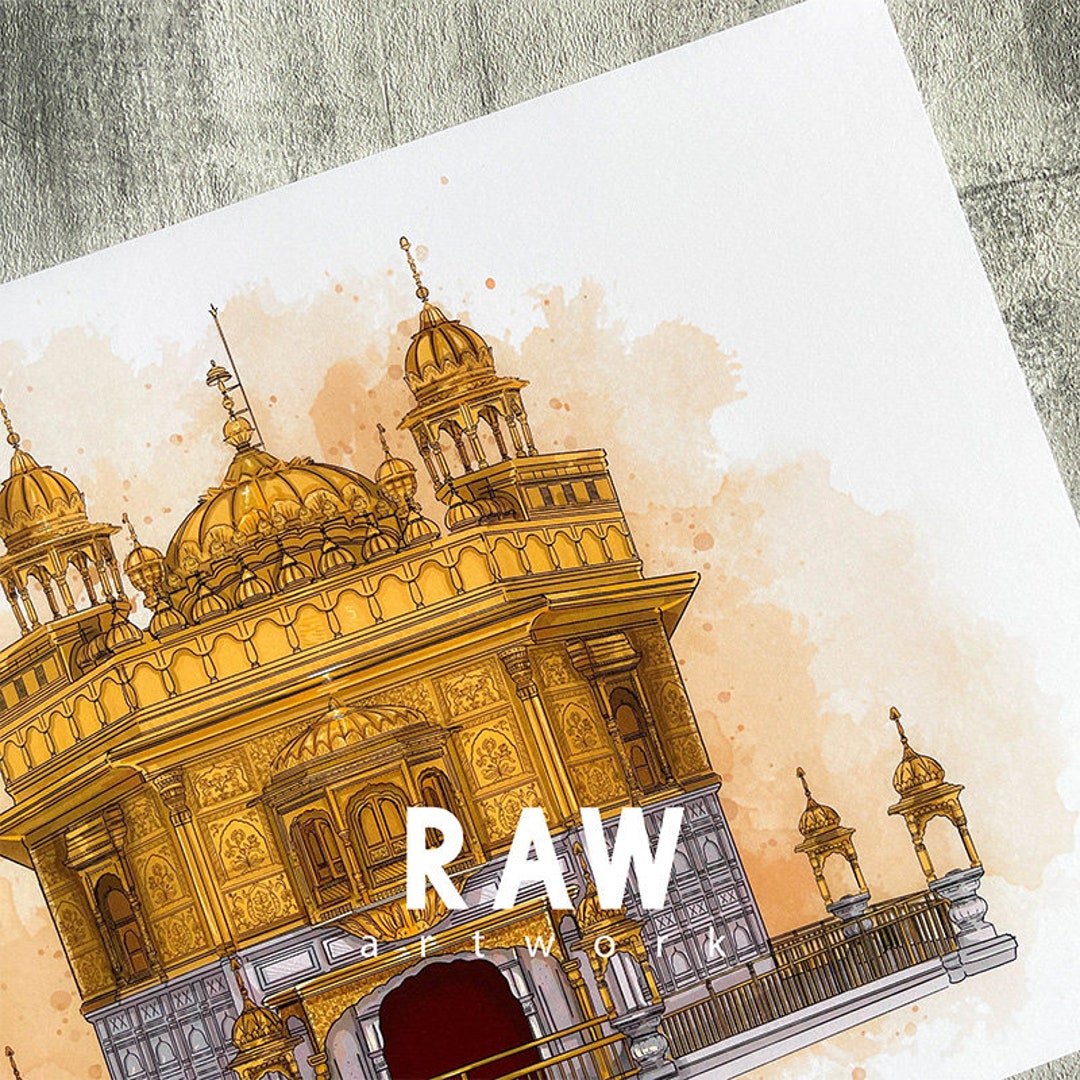 Golden Temple Artwork, Detailed Golden Temple, Golden Temple Wallart ...
