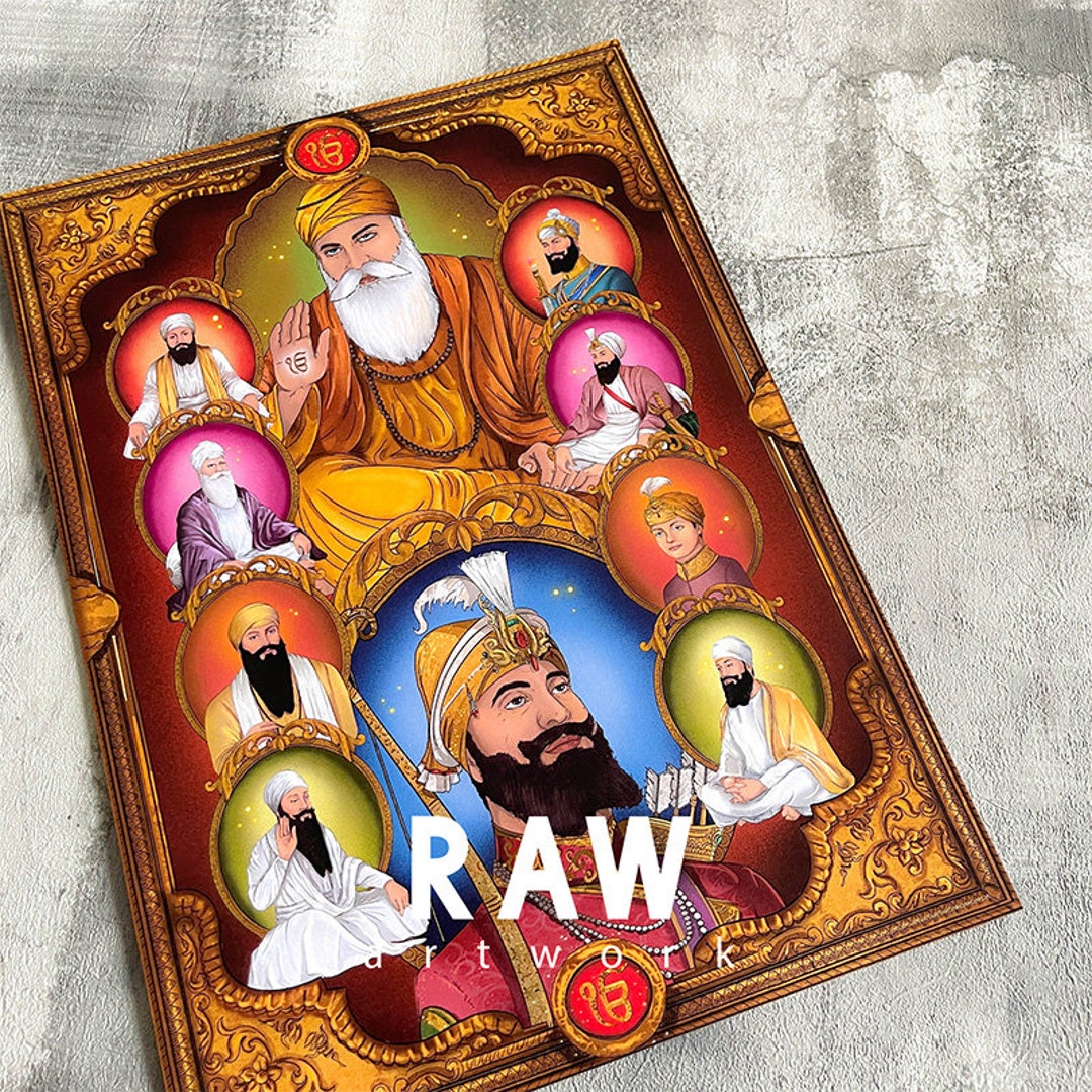 Guru Nanak Colorful Art Print: Sikh Gift, Golden Temple Wall Art (A4 ...
