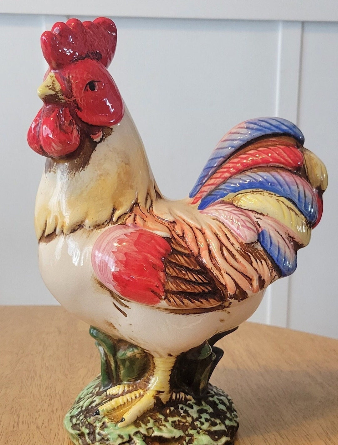 Vintage Hand Painted Ceramic Rooster - Etsy