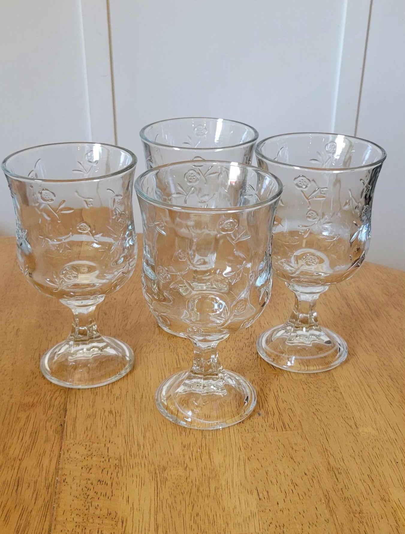 Vintage Anchor Hocking Savannah Pattern Large Footed Drinking Glasses ...