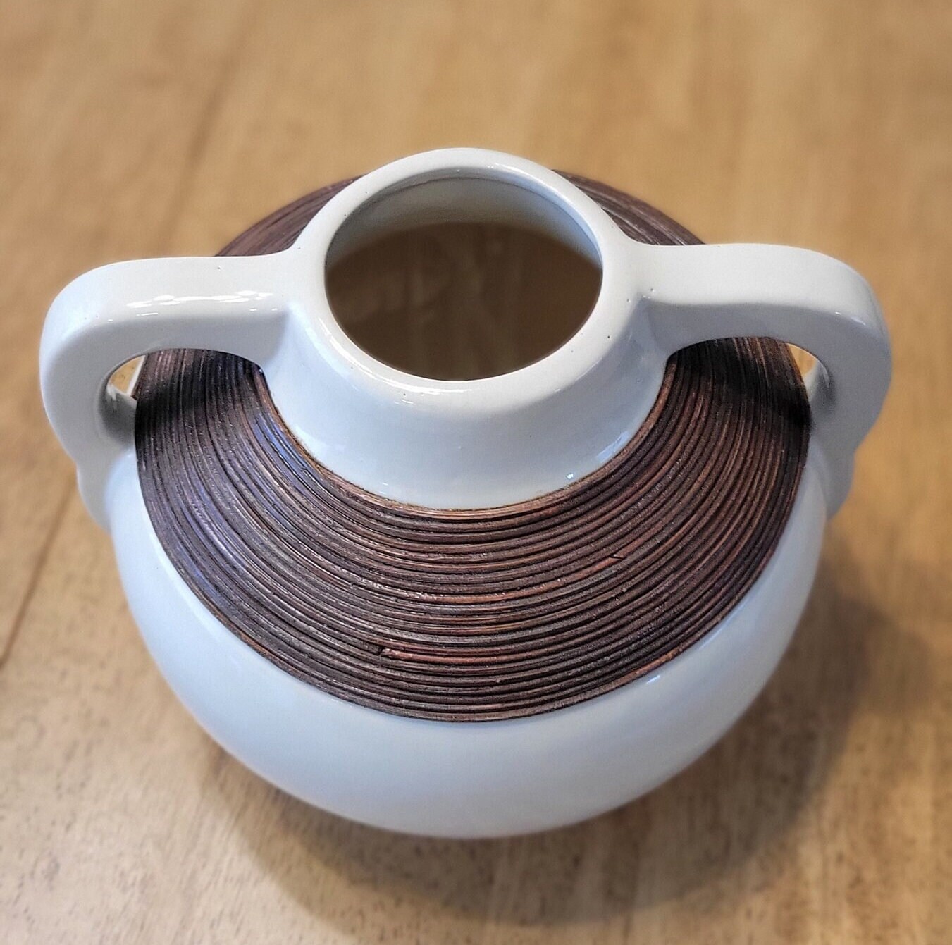 Vintage Two Handle Pottery Vase in Cream and Brown - Etsy