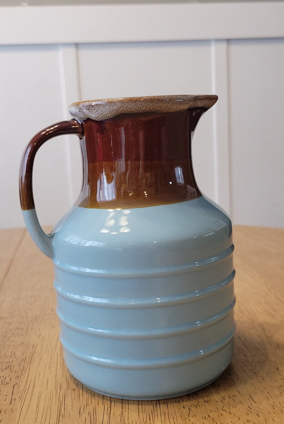 Vintage Pottery Drip Glaze Pitcher - Etsy
