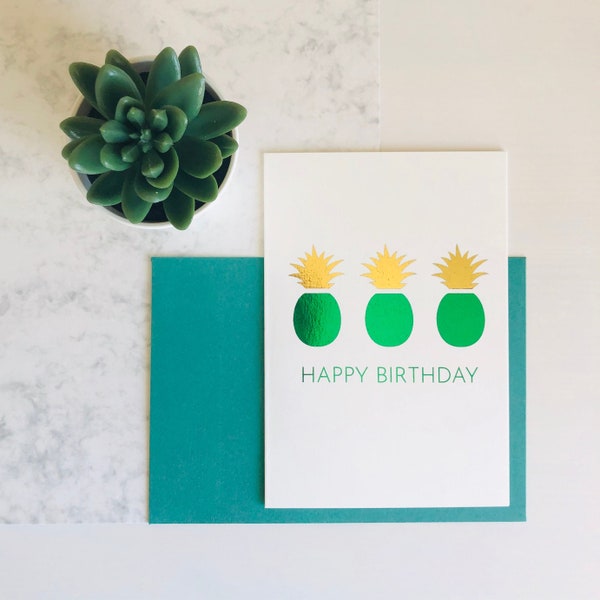 Pineapple Happy Birthday Card Etsy