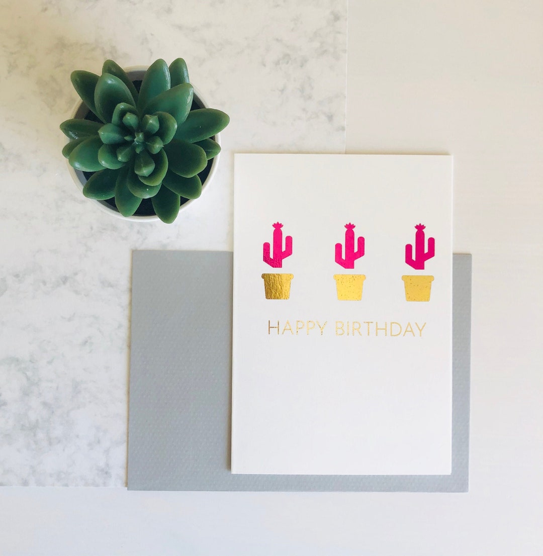 Cactus Happy Birthday Card - Etsy