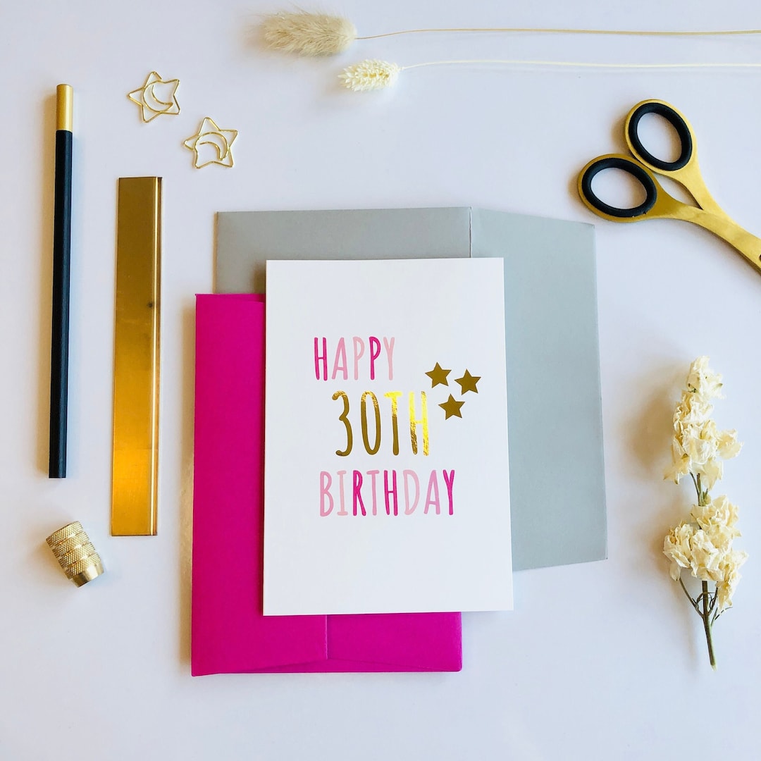 Happy 30th Birthday Card Pink 30th Birthday Age Birthday Card Birthday ...