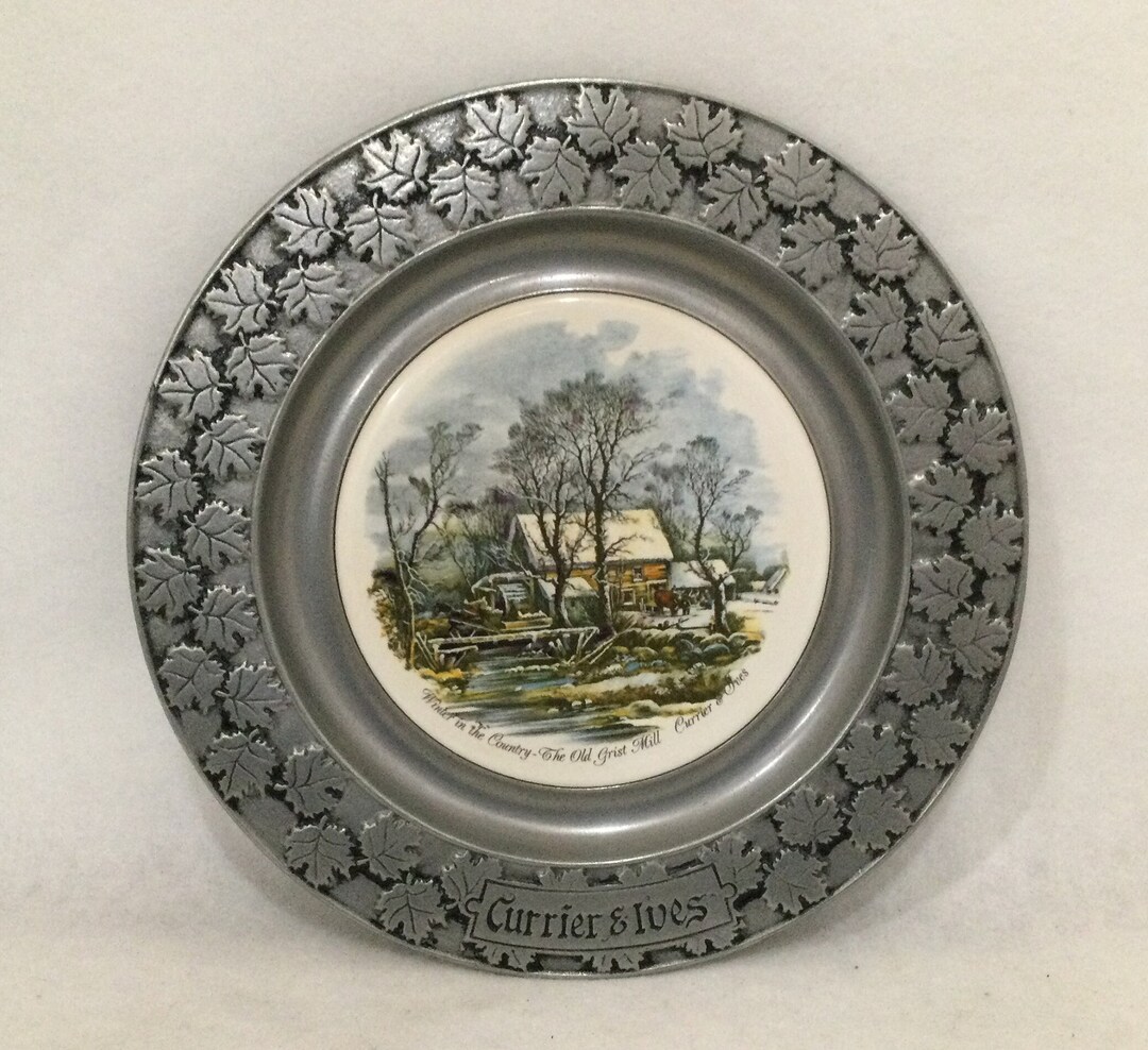 Carson Pewter and Ceramic Currier & Ives Wall Plate - Etsy