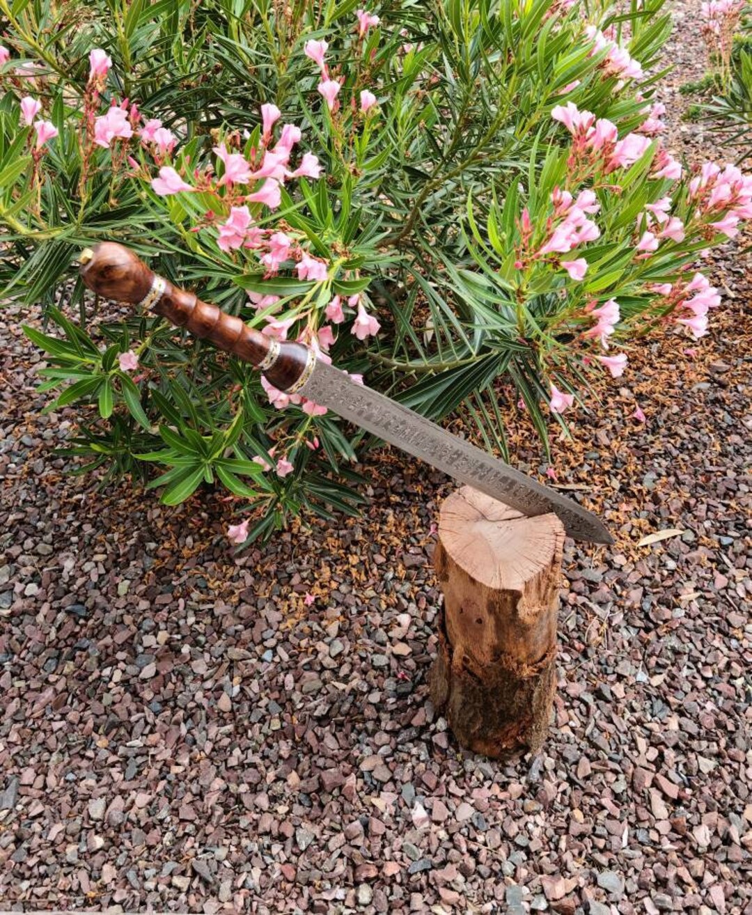 Damascus Gladius Style Sword, Premium Leather Sheath With Custom ...