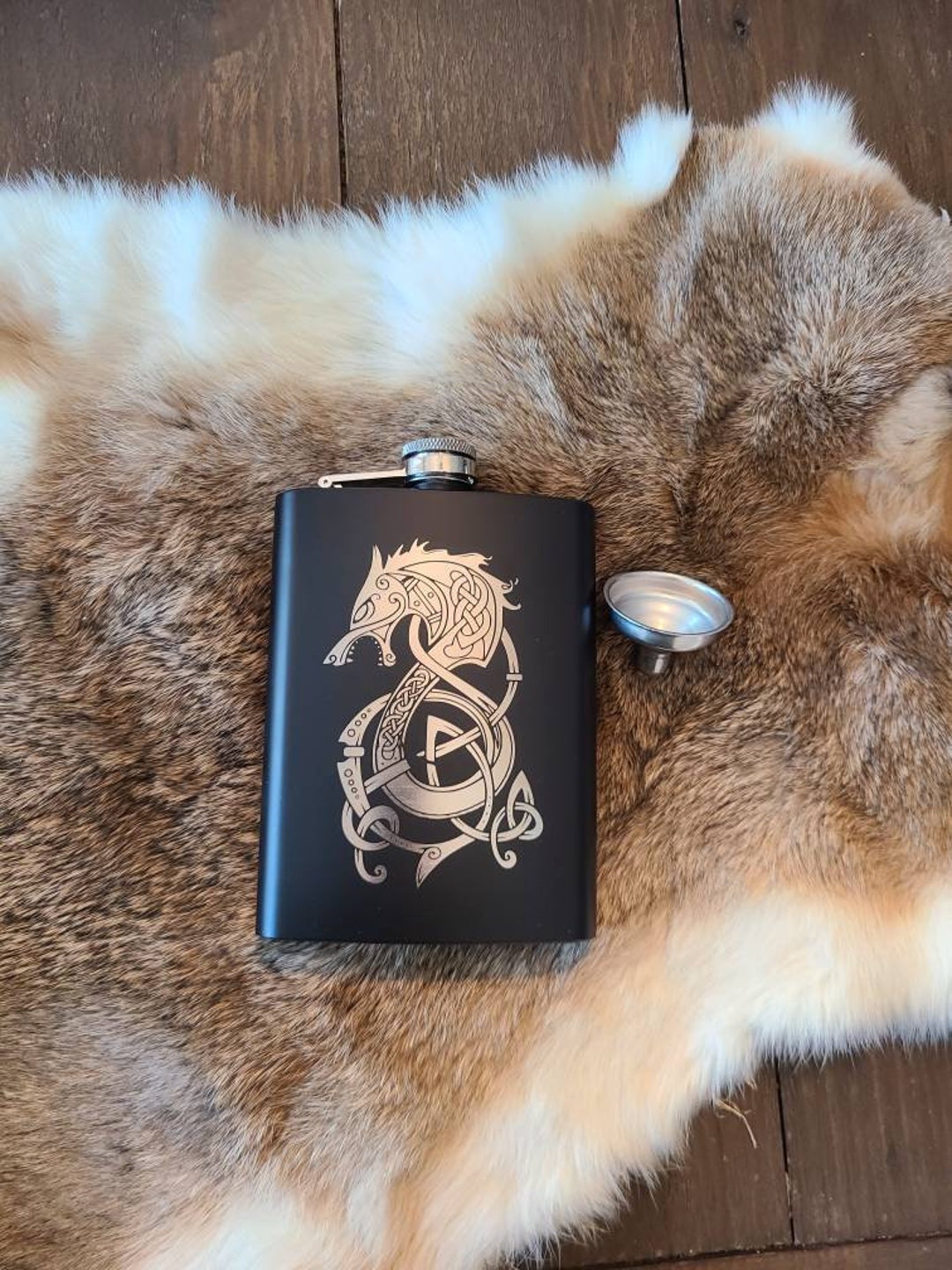 Custom Engraved Viking Flask, Black Powder Coated Stainless Steel - Etsy