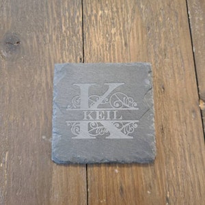 Monogram Engraved Slate Coasters Four Inch Slate Coasters Set - Etsy