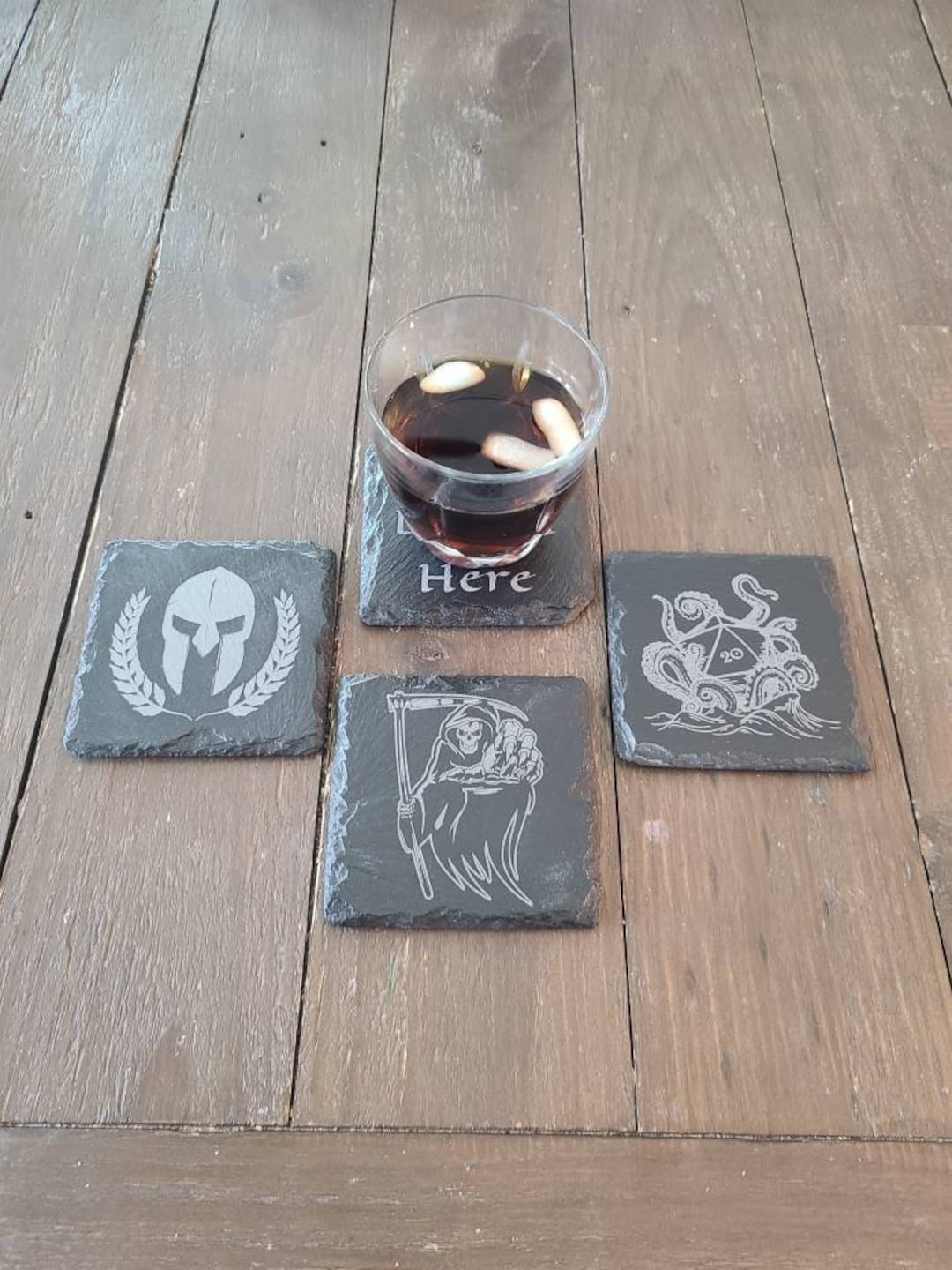 Personaled Custom Engraved Coasters. Four Inch Square Slate Coasters ...