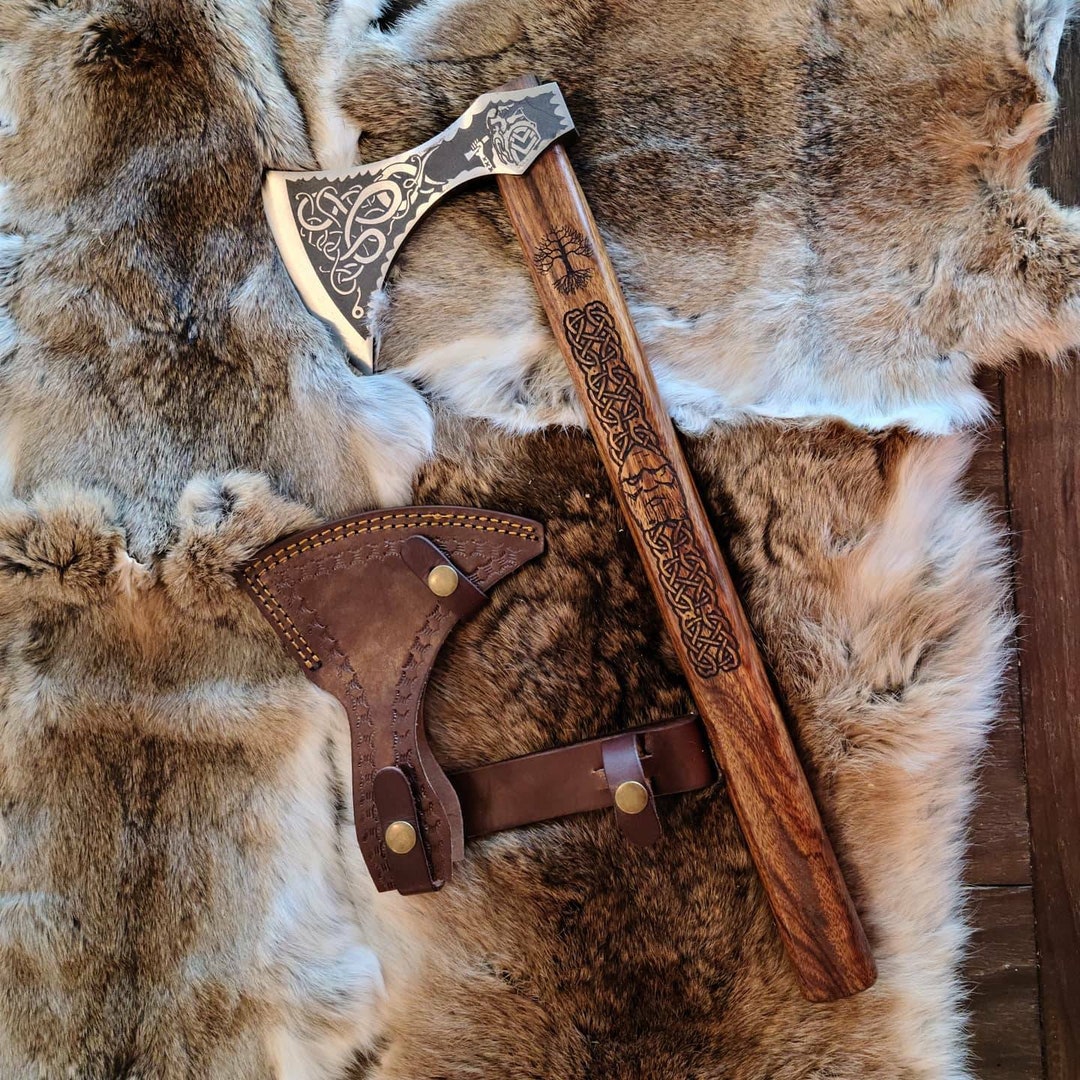 Custom Engraved Viking Axe and Leather Sheath With Engraving Options ...