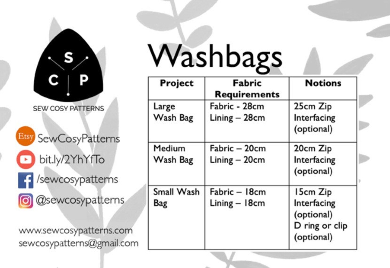 Wash Bags Sewing Pattern – PDF Digital Download - Etsy
