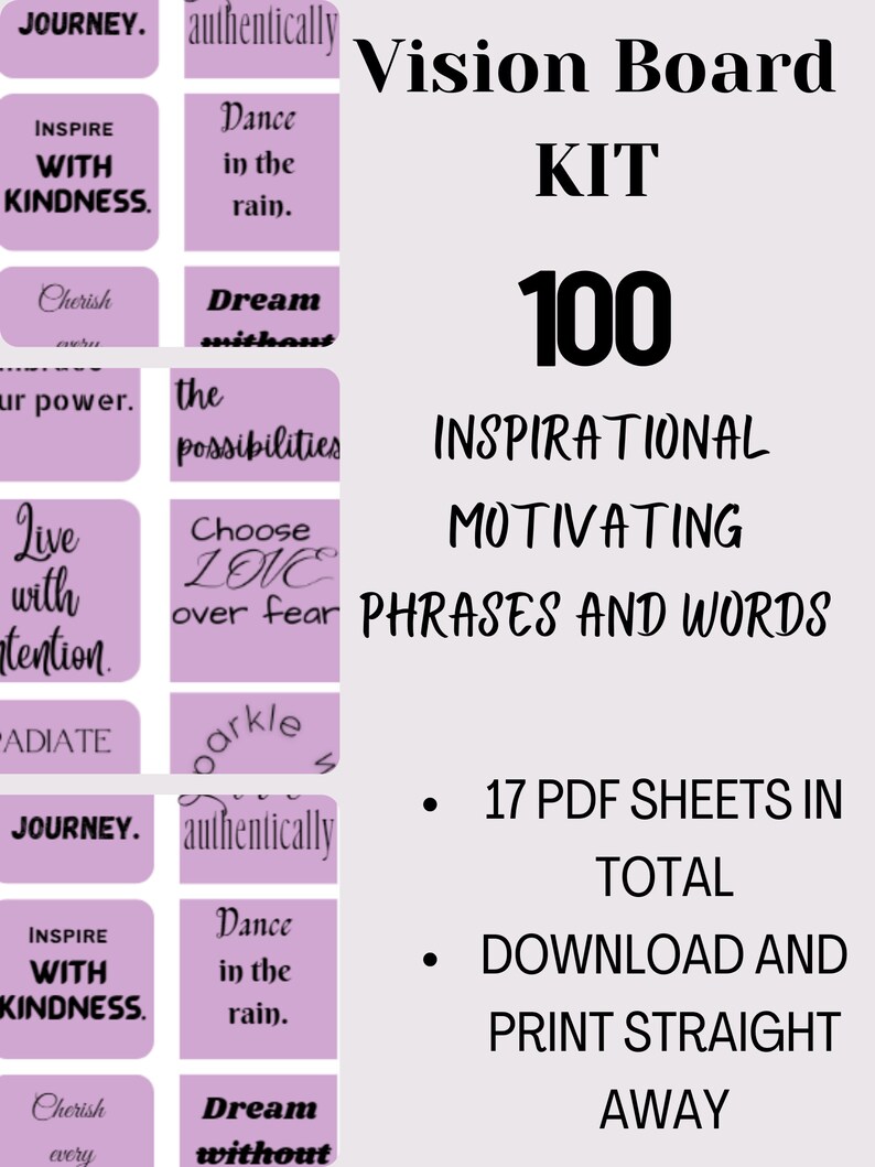Vision Board| Printable 2024 Vision Board| Motivational Quotes ...