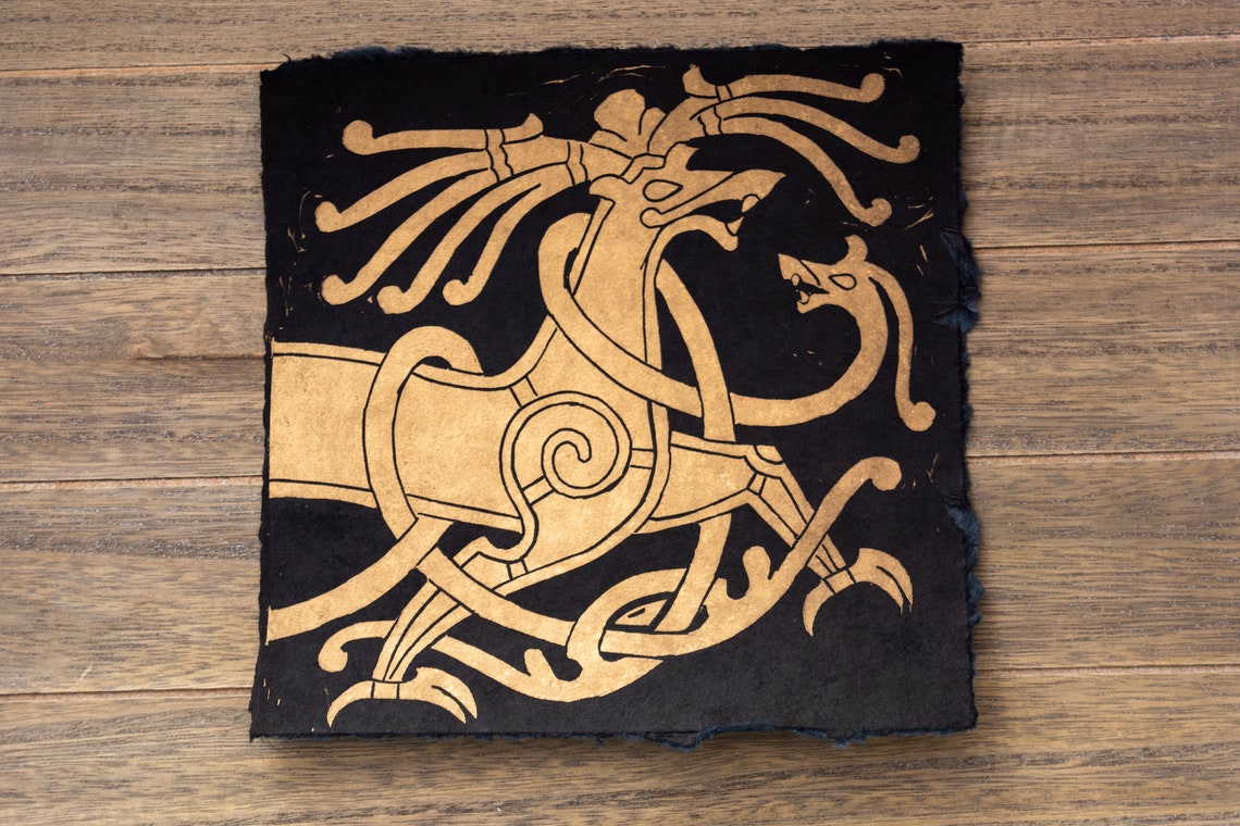 Norse Art Norse Decor Celtic Wall Art Ringerike Style Deer - Etsy