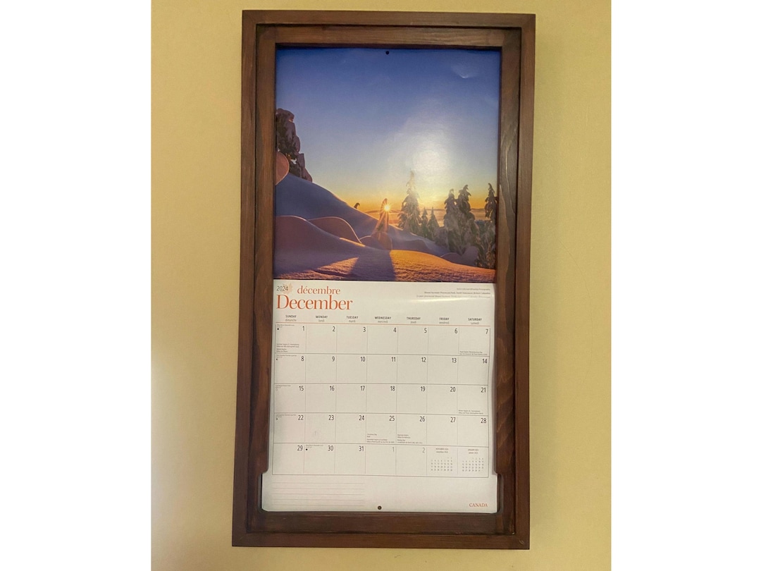 Wooden Calendar Frame Front Loading Wall Calendar Holder Display Decor ...